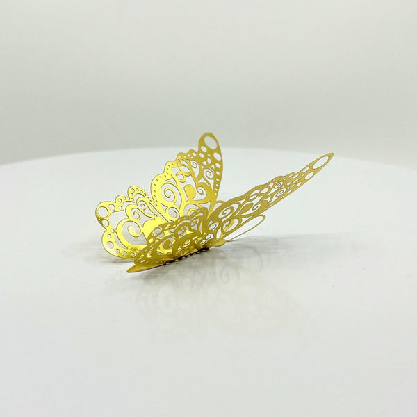 3D Metallic Gold Paper Butterfly Wall Sticker 12pk