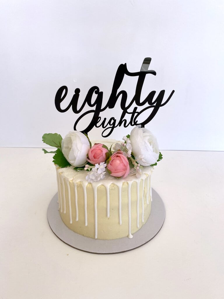 Acrylic Black 'eighty eight' Birthday Cake Topper