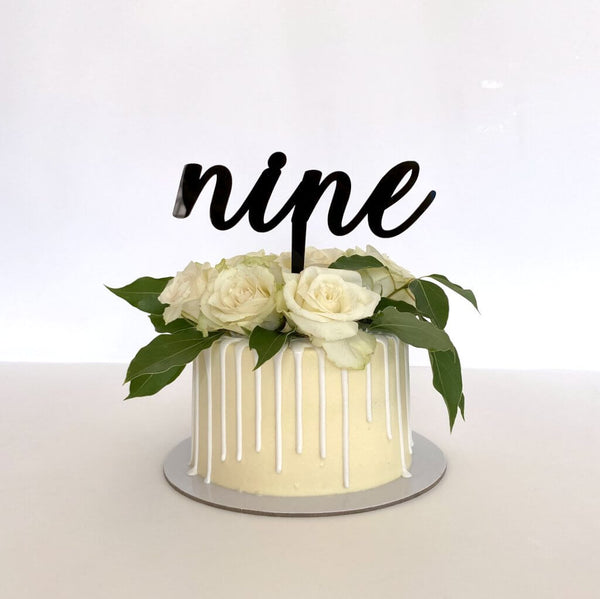 Acrylic Black Nine Script 9th Birthday Cake Topper Australia Online