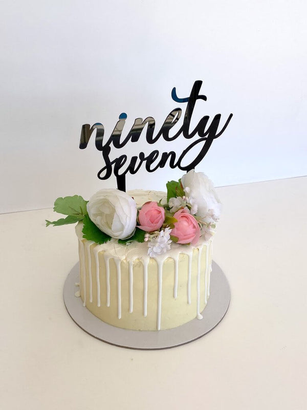 Acrylic Black 'ninety seven' Script Birthday Cake Topper