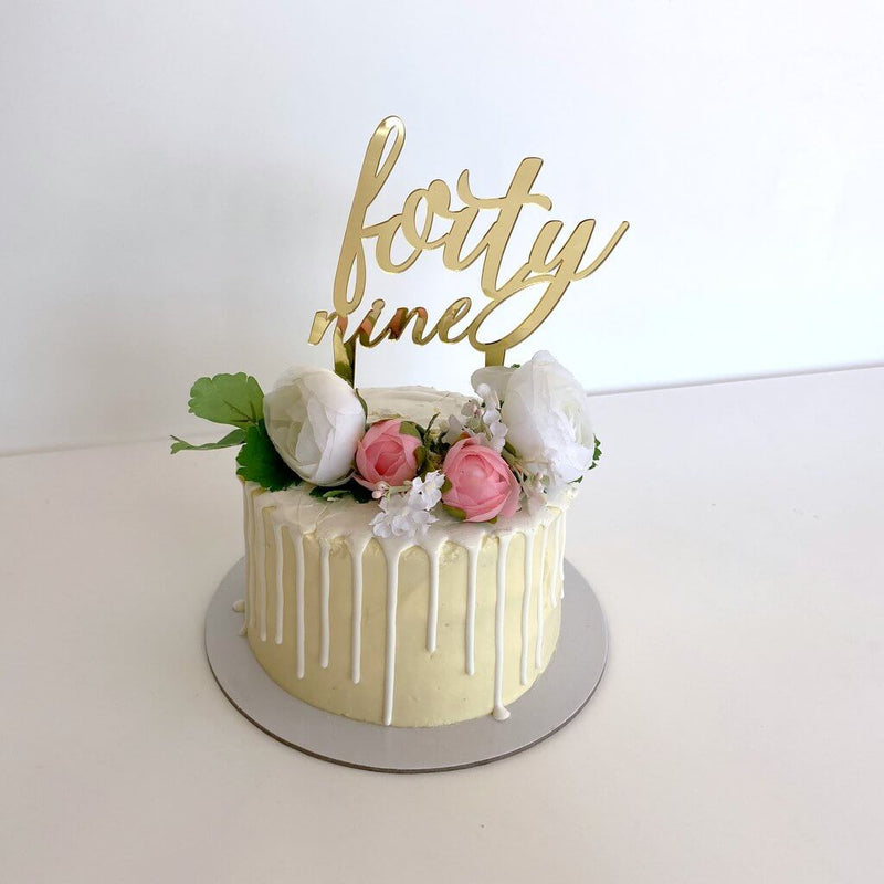 Acrylic Gold Mirror 'forty nine' Script Birthday Cake Topper - Online ...