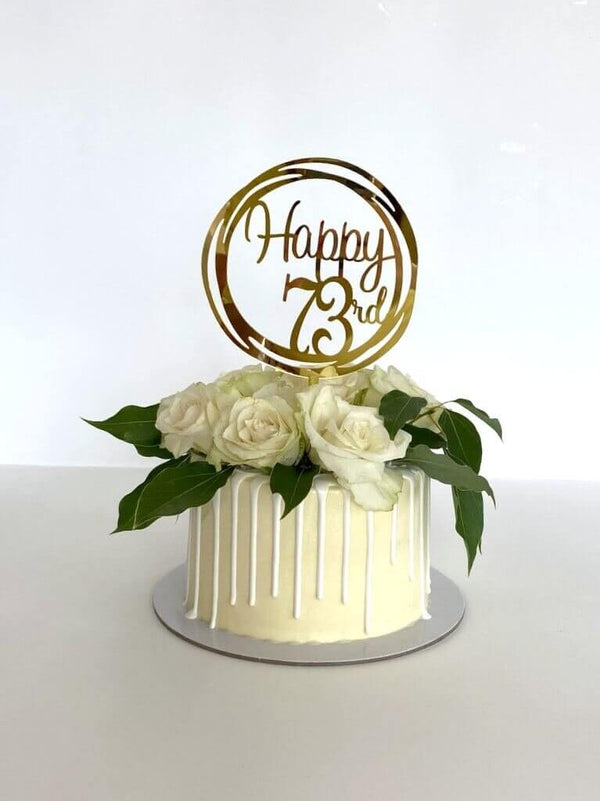 Acrylic Gold Geometric 'Happy 73rd' Cake Topper