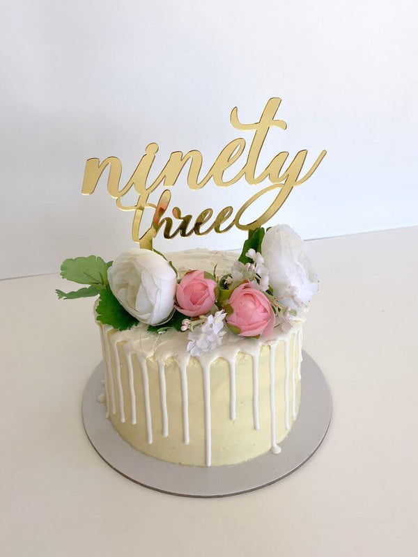 Acrylic Gold 'ninety three' Birthday Cake Topper
