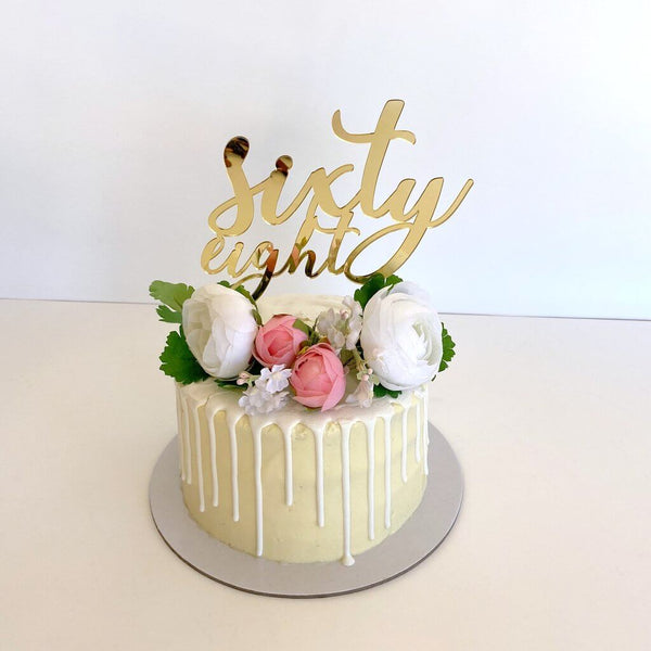 Acrylic Gold 'sixty eight' Birthday Cake Topper