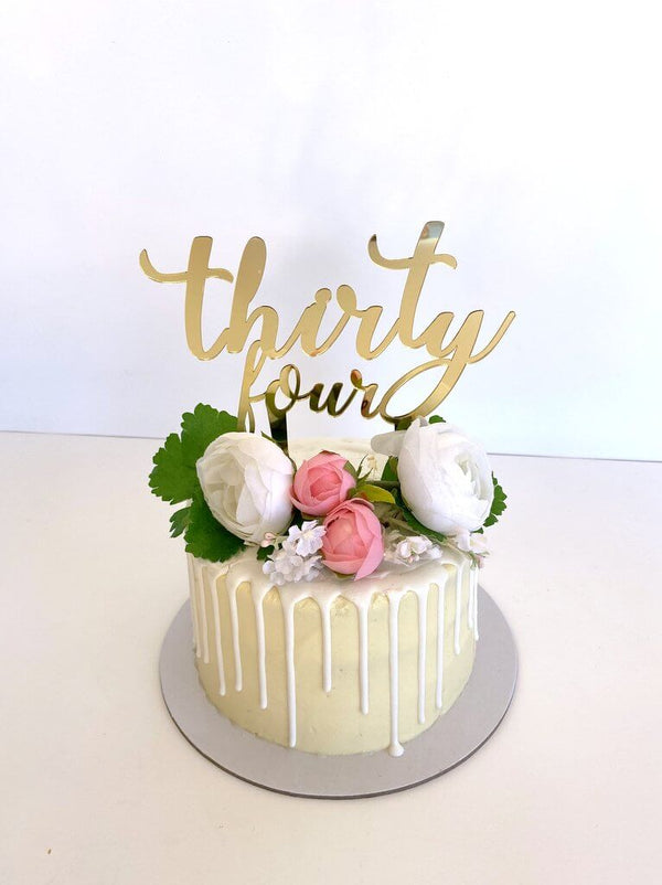 Acrylic Gold 'thirty four' Birthday Cake Topper