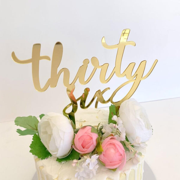 Acrylic Gold 'thirty six' Birthday Cake Topper