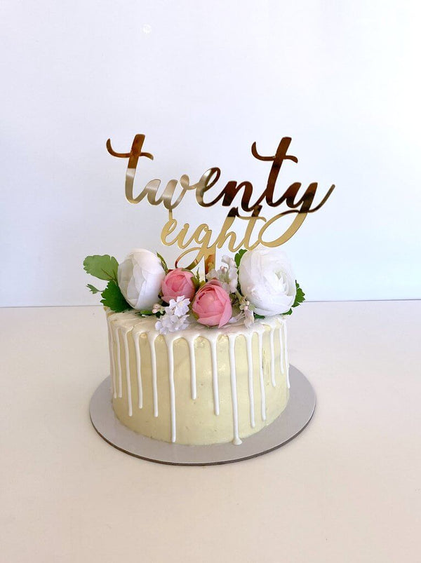 Acrylic Gold 'twenty eight' Birthday Cake Topper