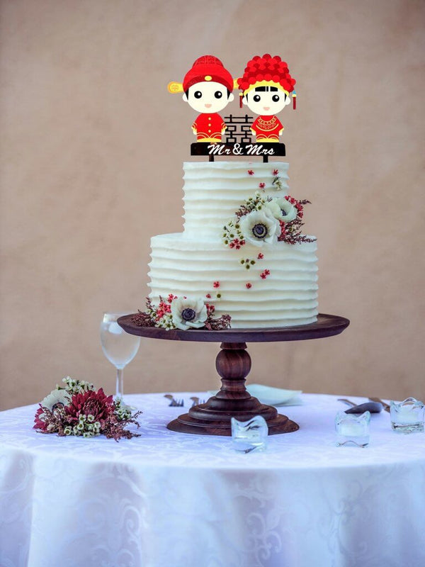 Chinese Traditional Wedding Couple Cake Topper