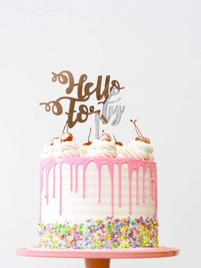 Acrylic Rose Gold 'Hello Forty' Cake Topper
