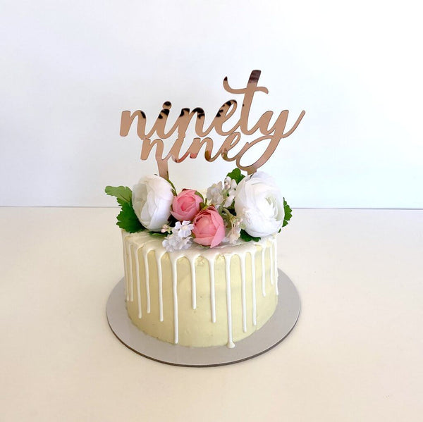 Acrylic Rose Gold 'ninety nine' 99th Birthday Cake Topper Australia