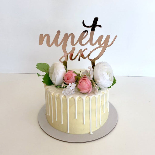 Acrylic Rose Gold 'ninety six' Cake Topper
