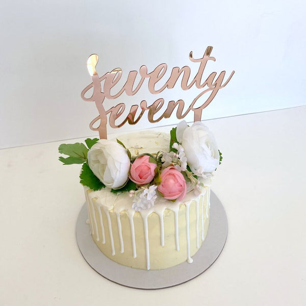 Acrylic Rose Gold 'seventy seven' Cake Topper