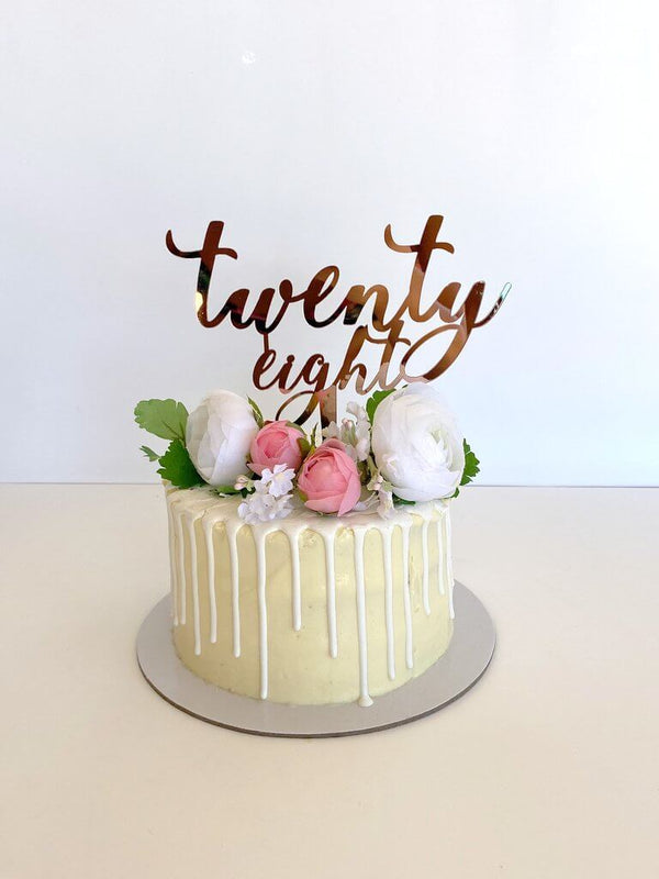 Acrylic Rose Gold 'twenty eight' Birthday Cake Topper