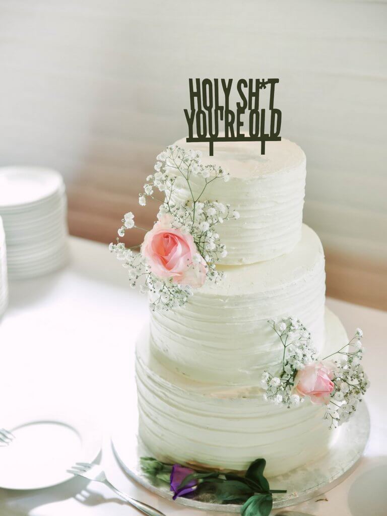 Acrylic Black HOLY SHIT YOU'RE OLD Birthday Cake Topper
