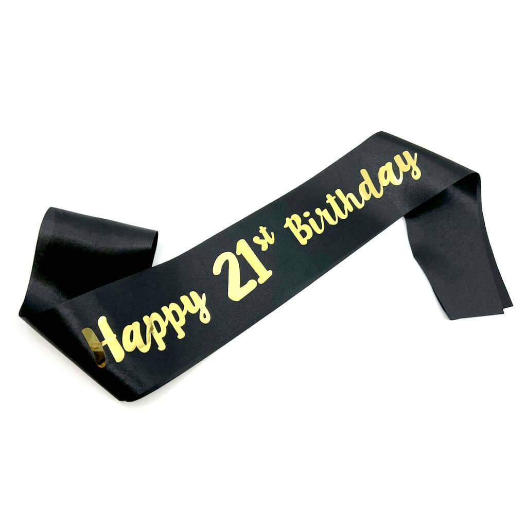 21st Birthday Sash Glitter Gold 21st Birthday Sash | Balloons & Party