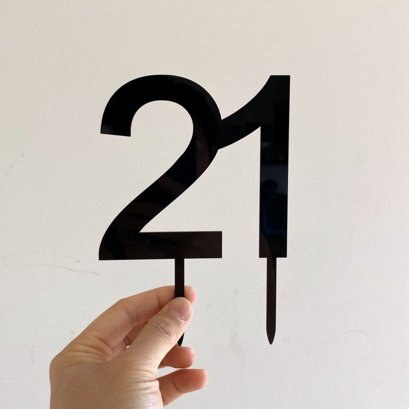 Acrylic Black Number 21 Birthday Cake Topper