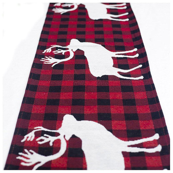 Jacquard Christmas Nordic Reindeer Table Runner w/ Tassels