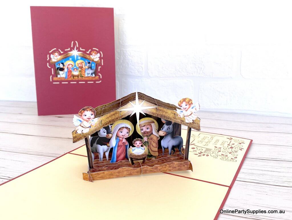 Cute Christmas Nativity Scripture Pop Up Card For Kids