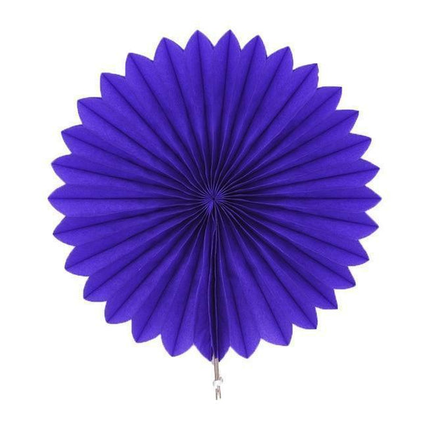 Electric Blue Round Paper Fan - 6 Sizes
