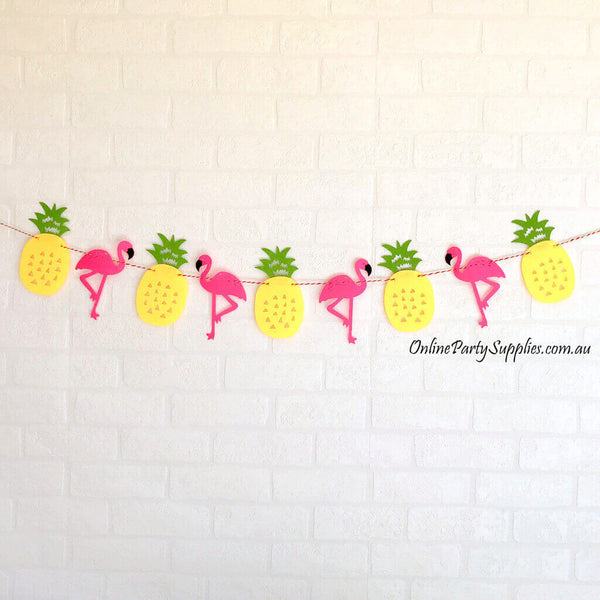 Felt Flamingo with Pineapple Bunting Banner Garland