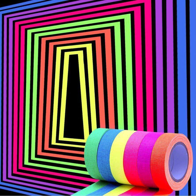 Glow Neon UV Reactive Fluro Adhesive Tape Roll 6pk