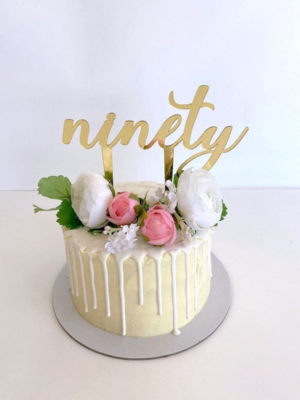 Gold Mirror 'ninety' Happy 90th Birthday Cake Topper Party Decorations
