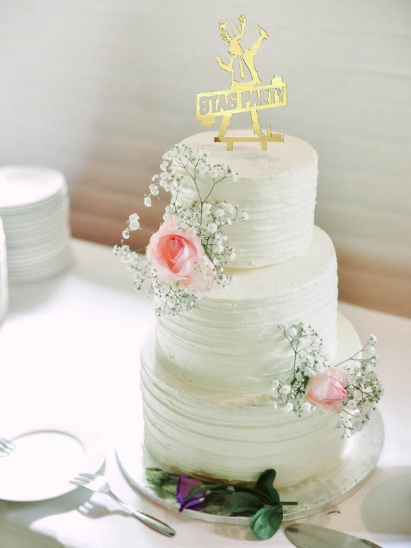 Mirror Gold Acrylic Stag Party Cake Topper Australia
