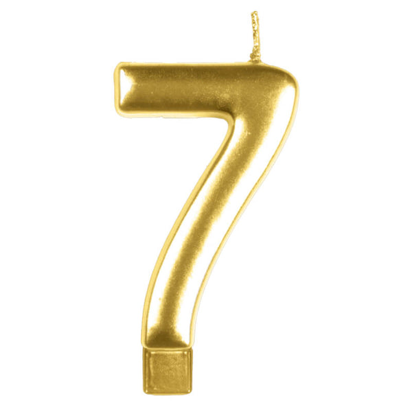 Gold Numeral Moulded Candle - Number 7 | Party Supplies