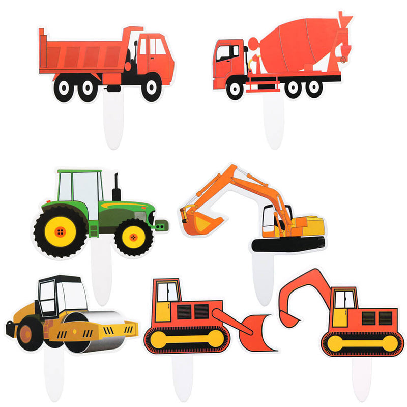Construction Vehicle Paper Cupcake Topper 7pk