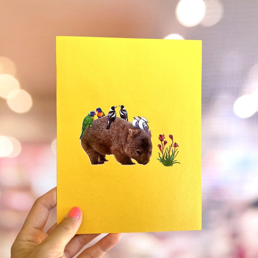 Australian Wombat 3D Origami Pop Up Greeting Card | Online Party Supplies