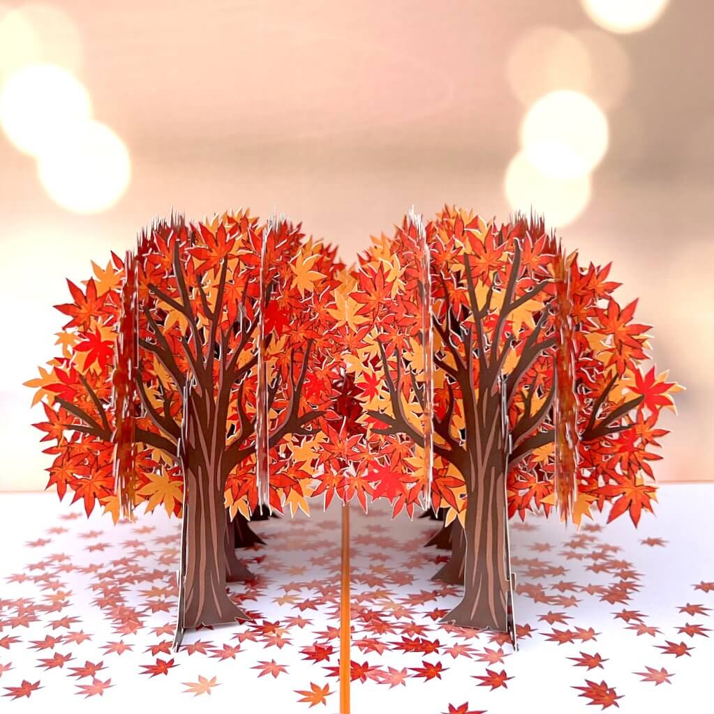 Stunning Japanese Red Maple Forest in Autum 3D Pop Up Card