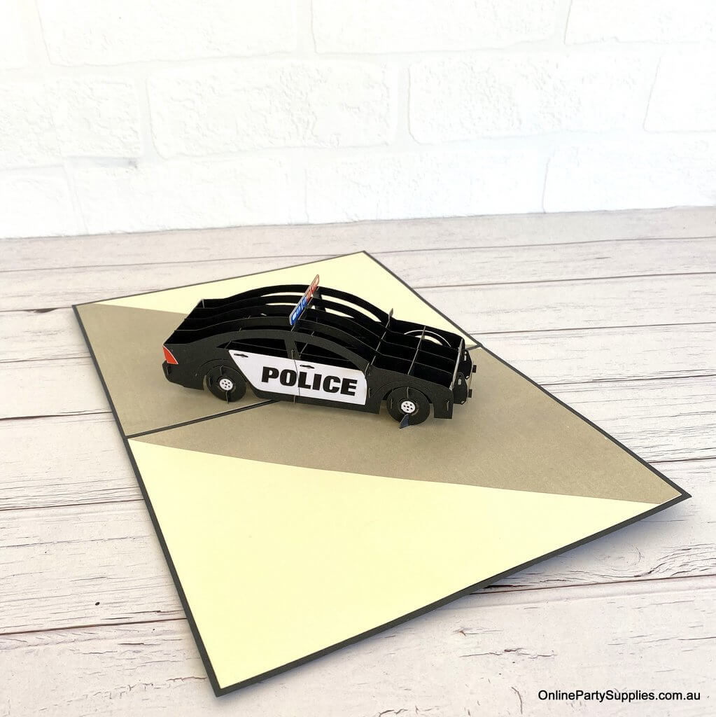 Handmade Police Car 3D Pop Up Birthday Greeting Card