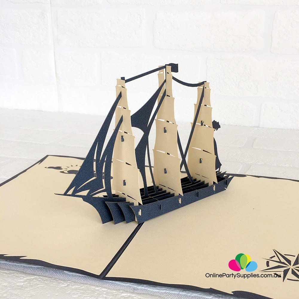 Handmade White Sailing Boat Pop Up Card | Party Supplies