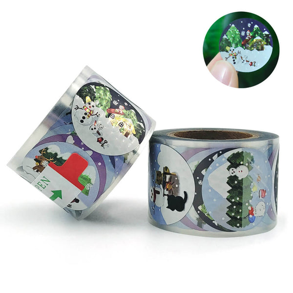 Glitter Film Christmas Sticker 250pcs Roll - Gift Wrapping Supplies ...