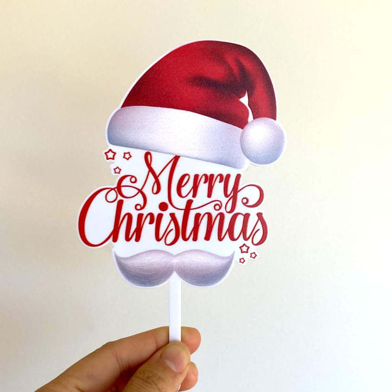 Acrylic Red Santa Hat Merry Christmas Cake Topper