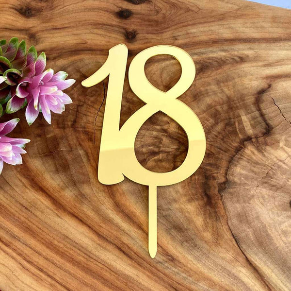 Acrylic Black Number 18 Cake Topper - 18th Birthday