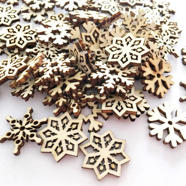 Rustic Wooden Christmas Snowflake Confetti Table Scatters 50pk