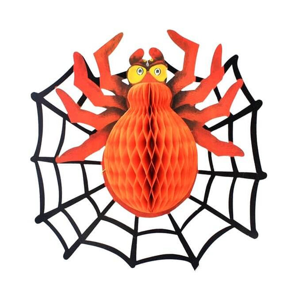 Spooky Orange Halloween Spider Paper Honeycomb