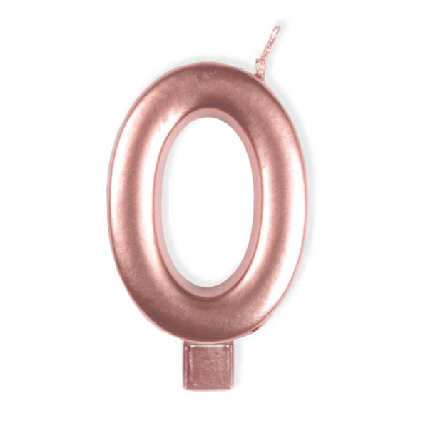 Rose Gold Numeral Moulded Candle - Number 0