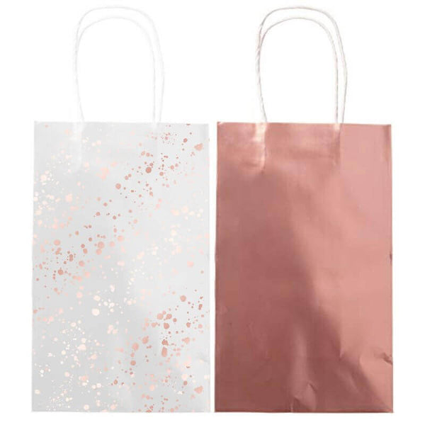 8pk Rose Gold Team Bride Paper Treat Bags | Party Supplies