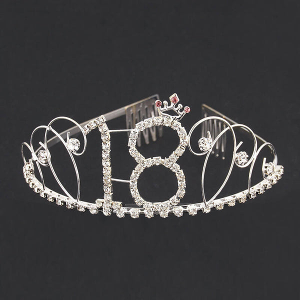 Silver Sparkling Rhinestone Happy 18th Birthday Tiara