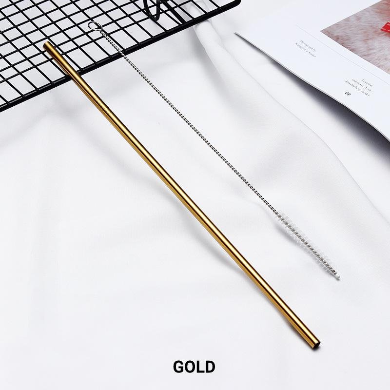 Straight Gold Stainless Steel Metal Drinking Straw