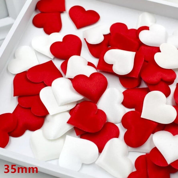 Red Fabric Heart Confetti Wedding Table Scatters