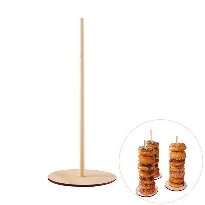 Wooden Wedding Donut Holder Stacker Free Stand - Online Party Supplies