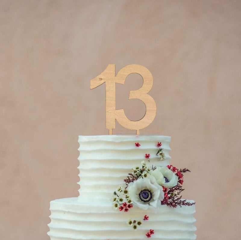 Wooden Number 13 Birthday Cake Topper - Online Party Supplies