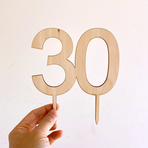 Wooden Number 30 Birthday Cake Topper | Party Supplies