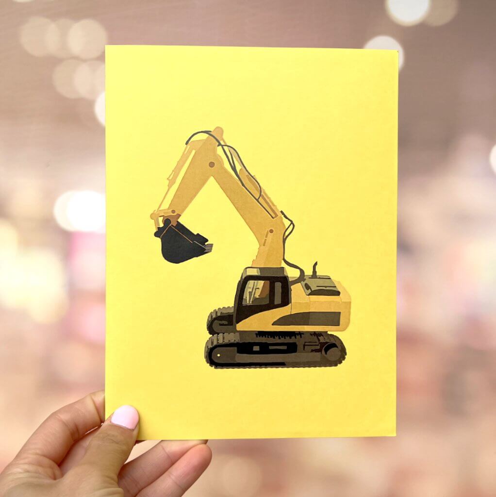 Excavator Digger Truck 3D Pop Up Card