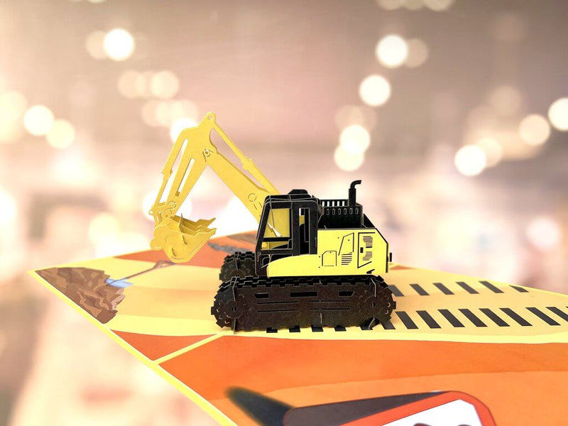 Excavator Digger Truck 3D Pop Up Card