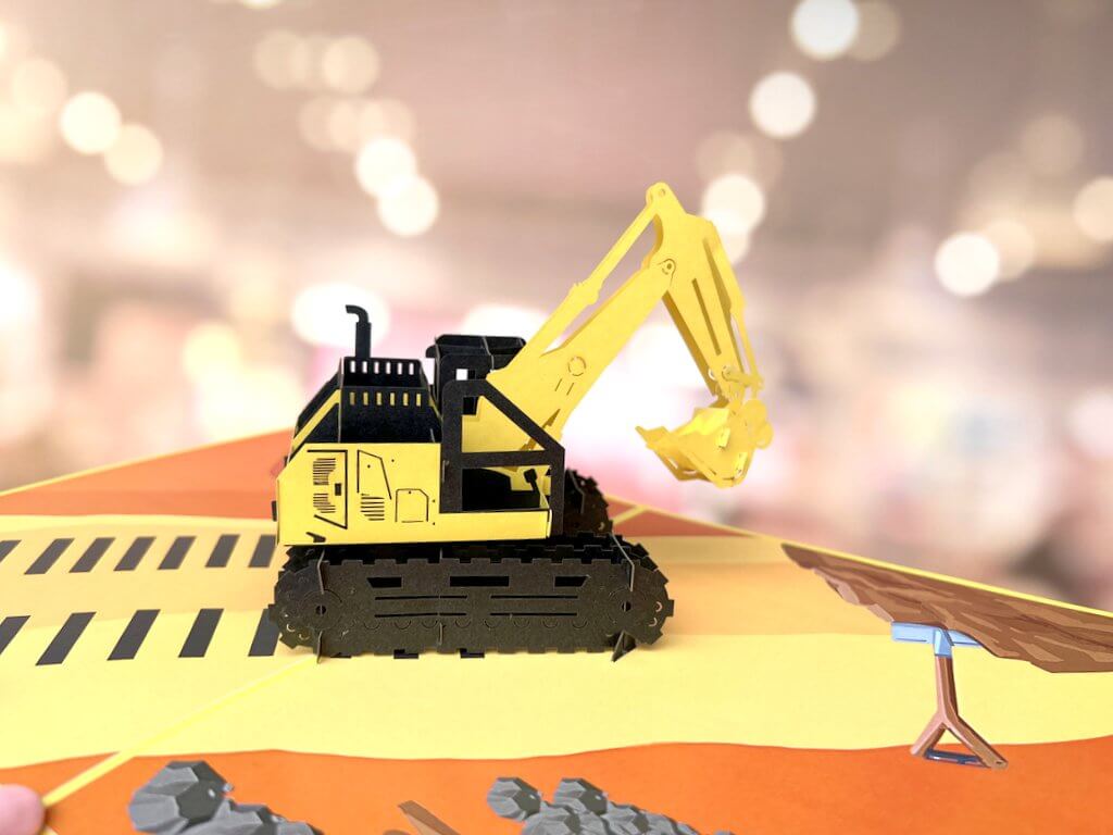 Excavator Digger Truck 3D Pop Up Card